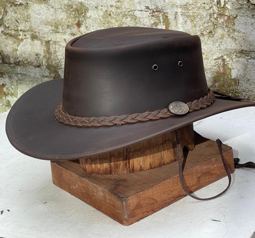Australian Western Leather Vintage Outback Hat Unisex Outback Bush ...