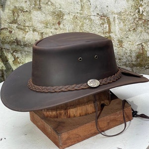 Australian Western Leather Vintage Outback Hat Unisex Outback Bush ...