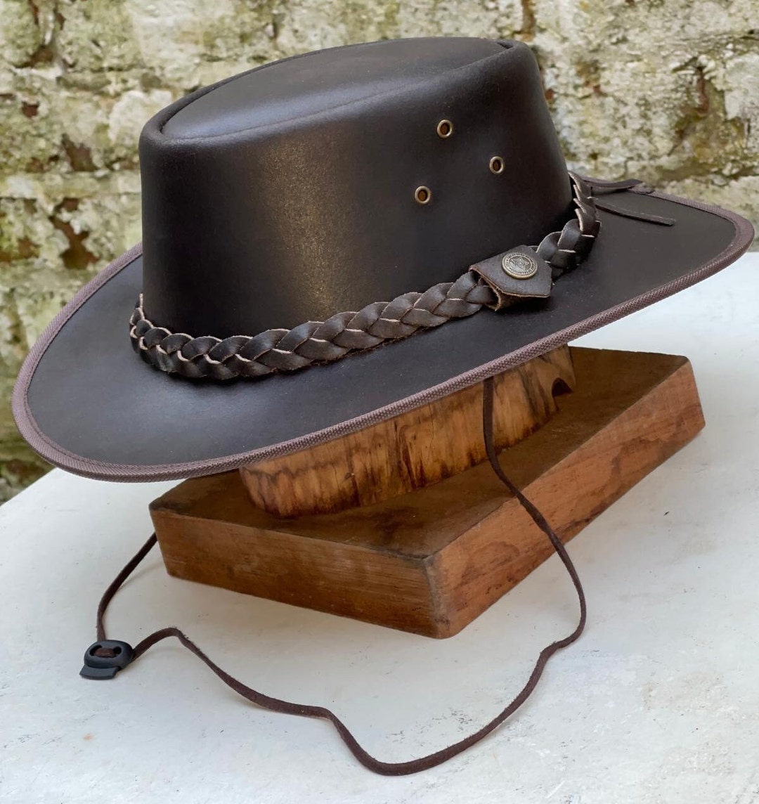 Australian Genuine Leather Western Outback Bush Cowboy Hat Handmade ...