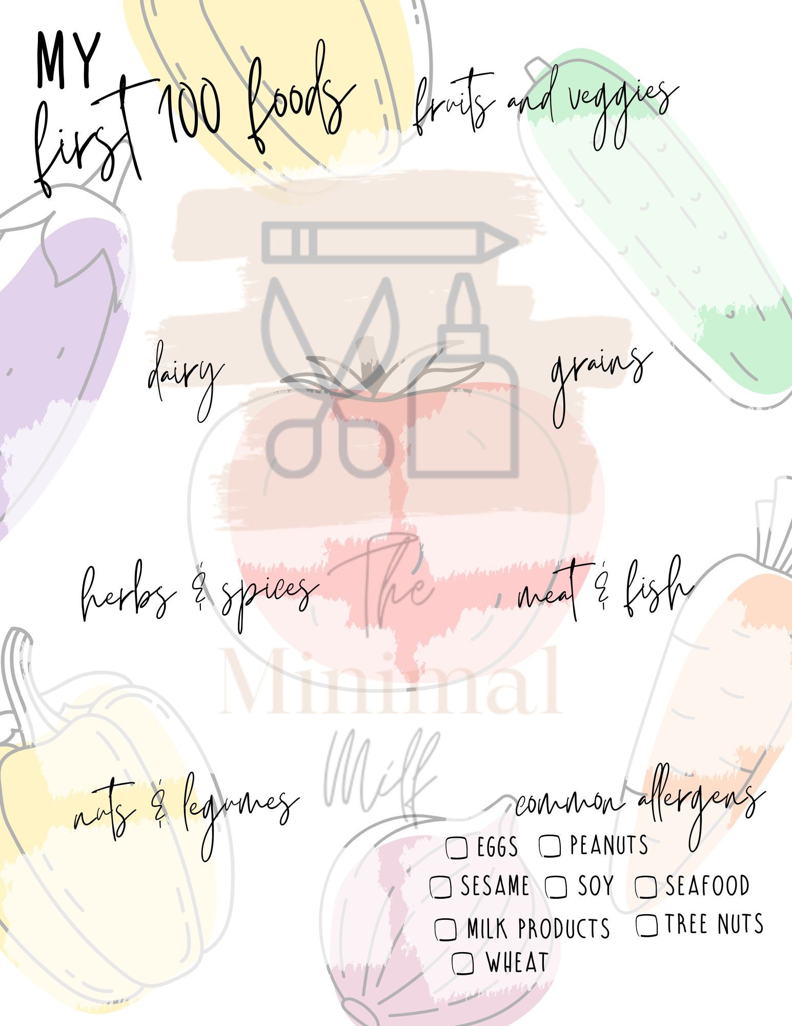 Baby Led Weaning Chart, 100 First Foods, 100 Foods Before 1 Printable ...