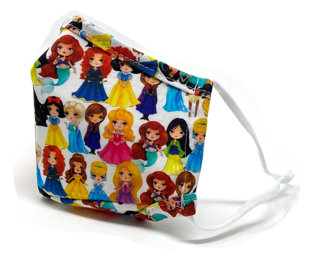 PRINCESS Snow White Mulan Ariel Elsa GIRLS Face Mask With Nose Wire ...