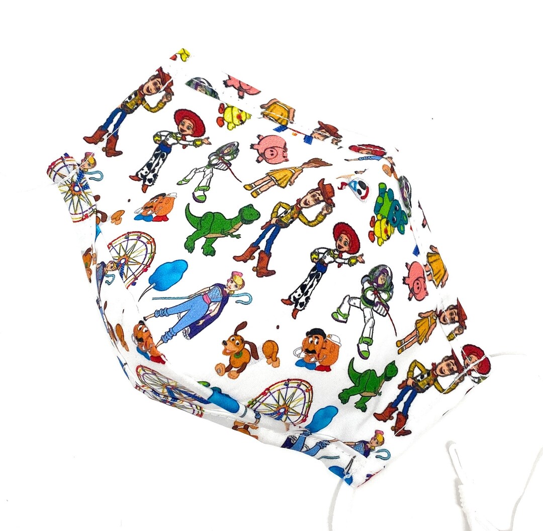 TOY MOVIE Woody Buzz Jessie T Rex WHITE Adult Face Mask With Nose Wire ...