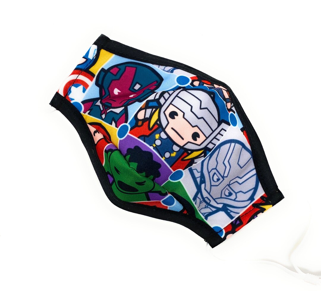 Kawaii Superhero SQUARE GRID Adult Face Mask With Nose Wire Clip ...
