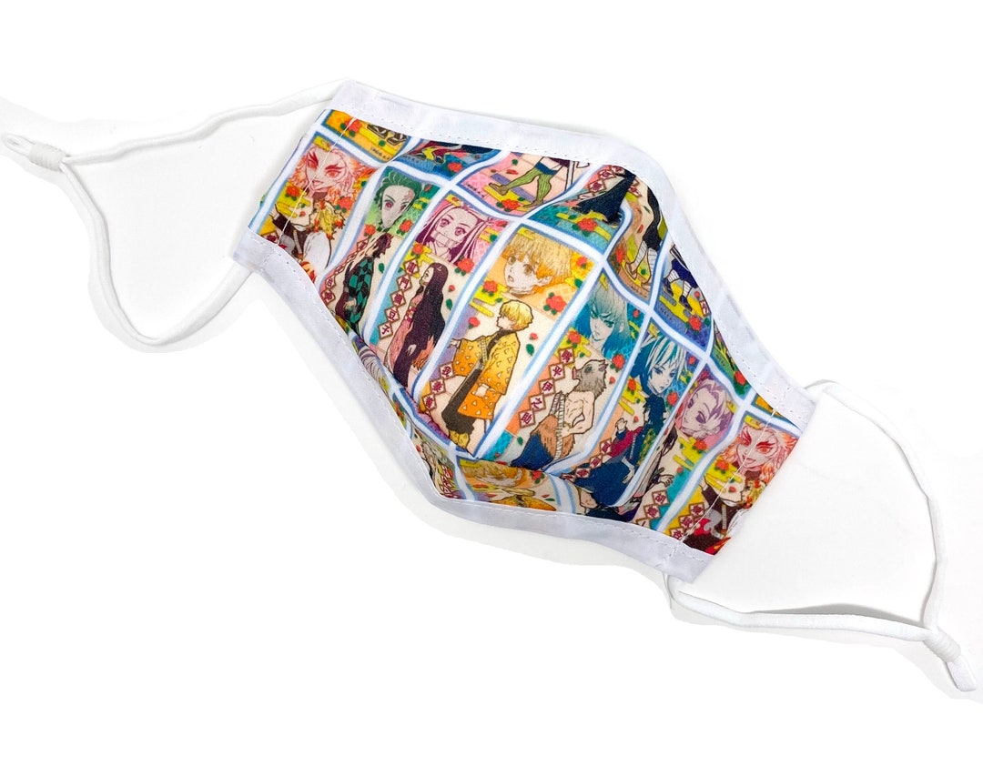 Japanese Anime Manga Pastel Grid Adult Face Mask 3D Fit Triple Layer ...