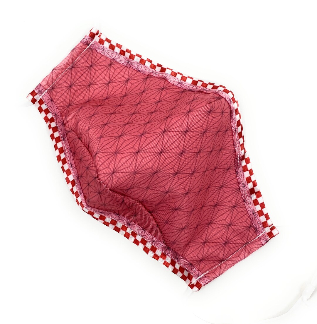 Nezuko Asanoha Pink Ombre Ichimatsu Trim Adult Face Mask - 3D Fit ...