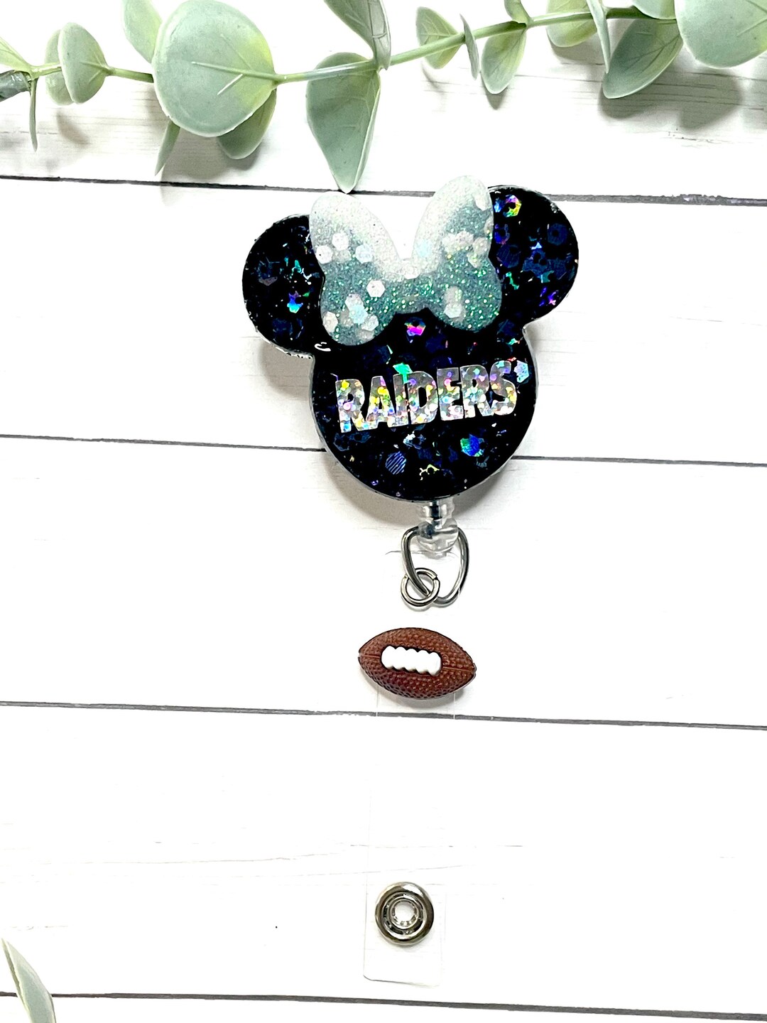 Raiders Football Badge Reel: Handmade Minnie Mouse NFL Badge - Etsy