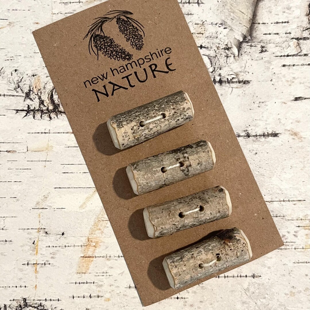 4 Toggle Birch Buttons, Branch Barrel Buttons, 1.5"x 5/8", Fiber Arts ...