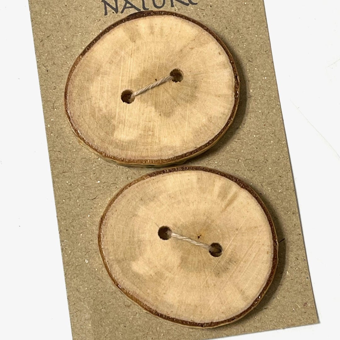 Large Birch Buttons, 3mm Buttonholes for Yarn, Leather Cord, #172 - Etsy