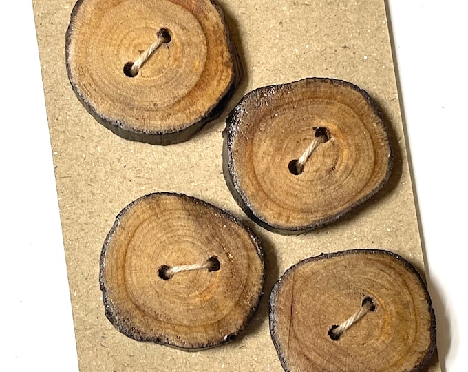 4 Beaver Stick Wood Buttons, 1.25", Natural Crafts, Fiber Arts ...