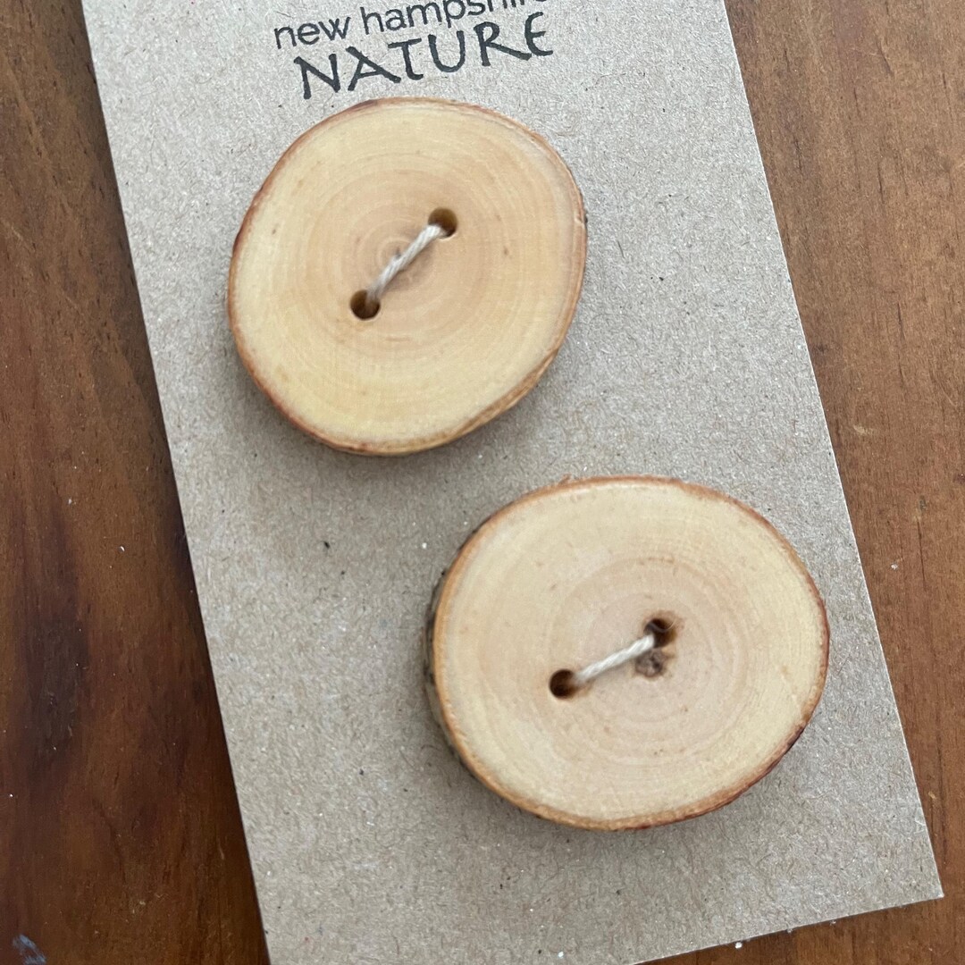 2 Large Birch Buttons, Wood Buttons, 1 1/2"x 1/4", Satin Finish, Fiber ...