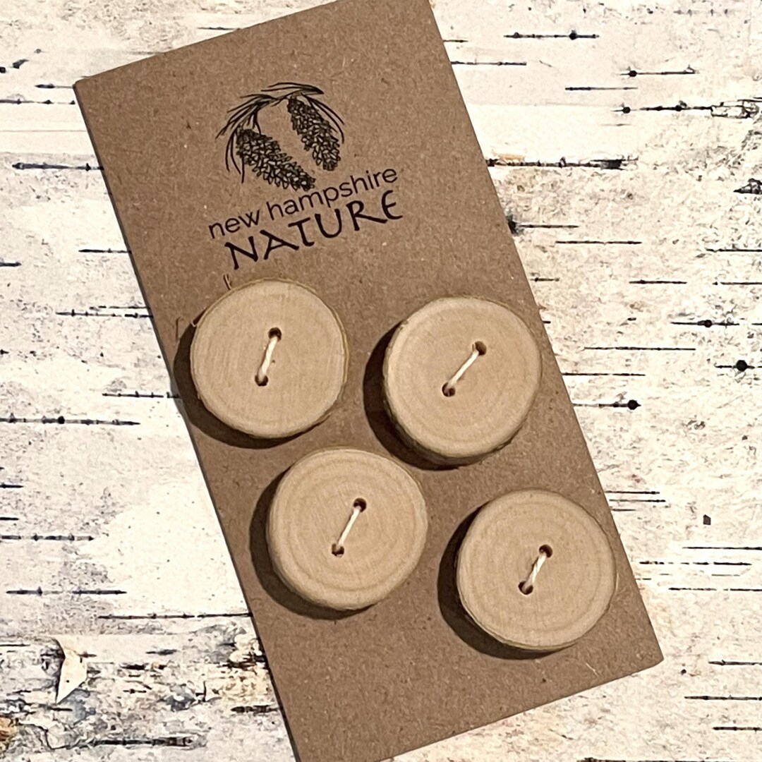 4 Birch Buttons, Wood Buttons, 1 1/8"x 1/4", Fiber Arts, Gift for ...