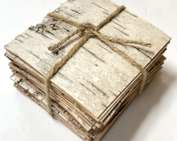 25 White Birch Bark Squares, 3", Sustainably Harvested, Natural Craft ...