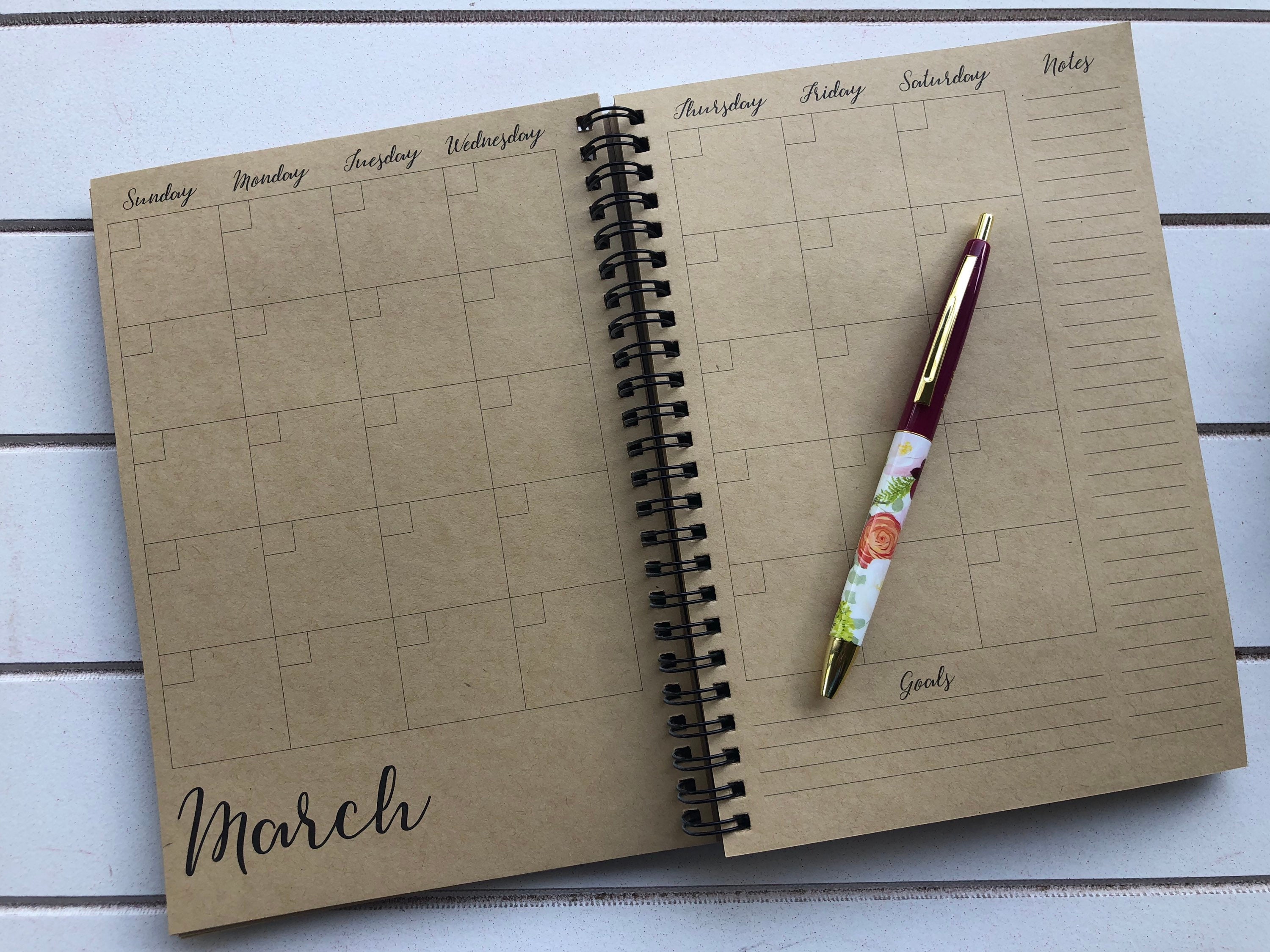 Hand Painted Floral Planner - Etsy