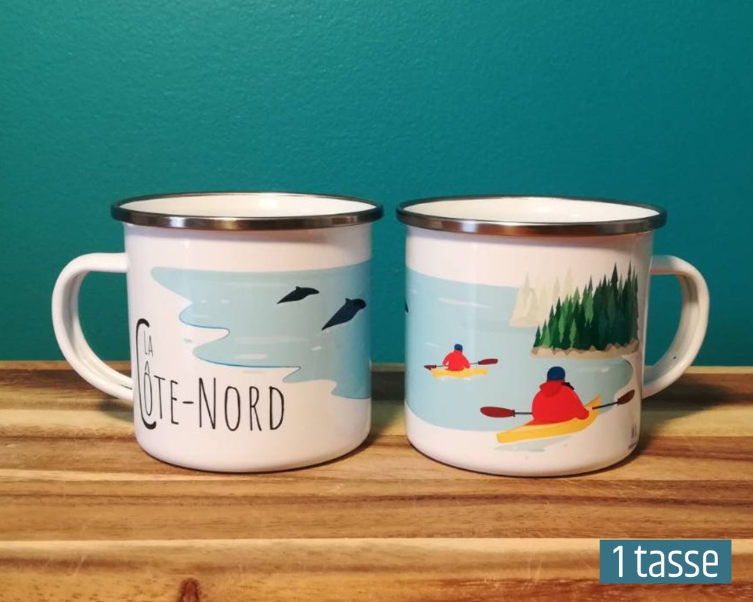 Enamel Mug Illustration La Côte-nord kayak - Etsy