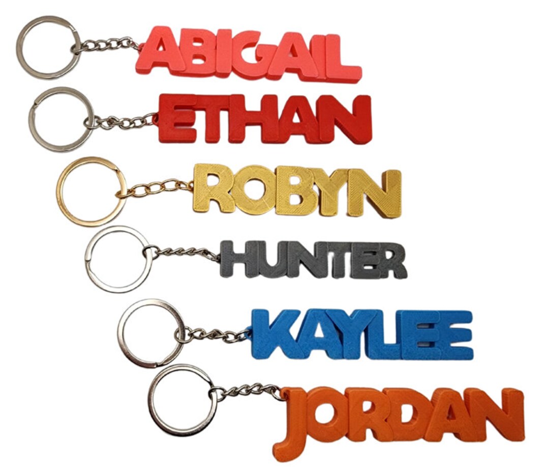 Personalized 3D Printed Keychain With Keyring, Custom Name ...