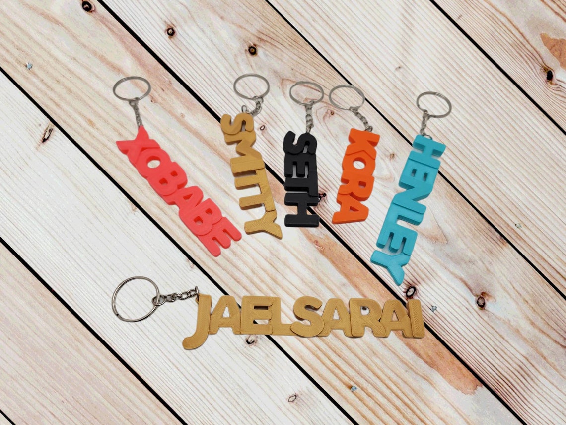 Personalized Keychain 3D Printed Keyring Custom Name - Etsy