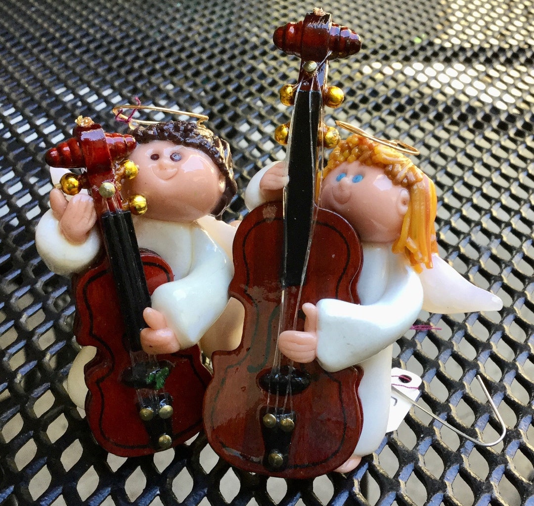 PERSONALIZED, CUSTOM, Clay Angel, Bass Playing Angel, Angel Ornament ...