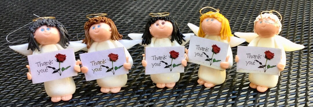 PERSONALIZED, CUSTOM, Clay Angel, Thank You Angel, Angel Ornament ...