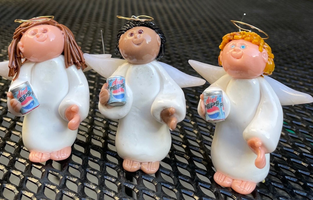 PERSONALIZED, CUSTOM: Clay Angel, Diet Soft Drink Angel, Angel Ornament ...