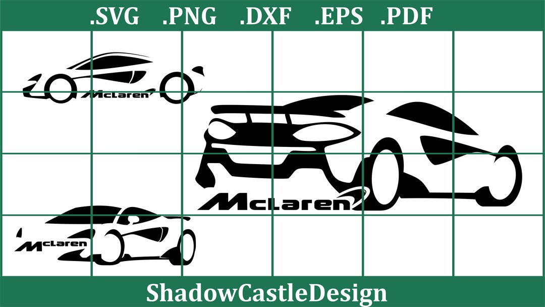 PNG Car SVG McLaren Design 3 views DXF stencil pdf eps voiture sport ...
