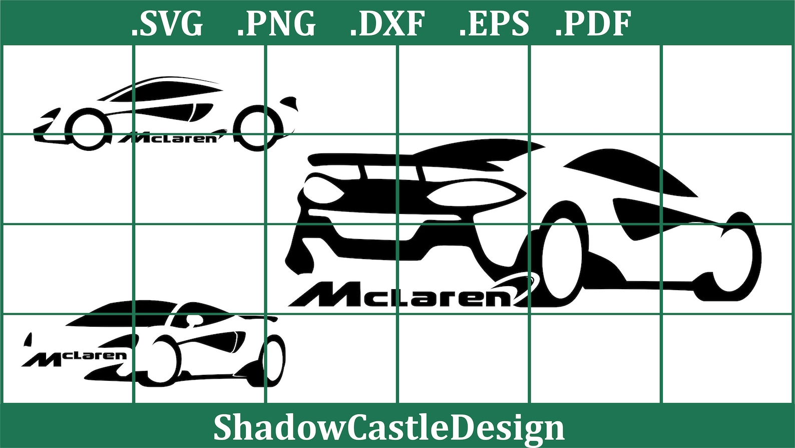 PNG Car SVG McLaren Design 3 views DXF stencil pdf eps voiture sport ...