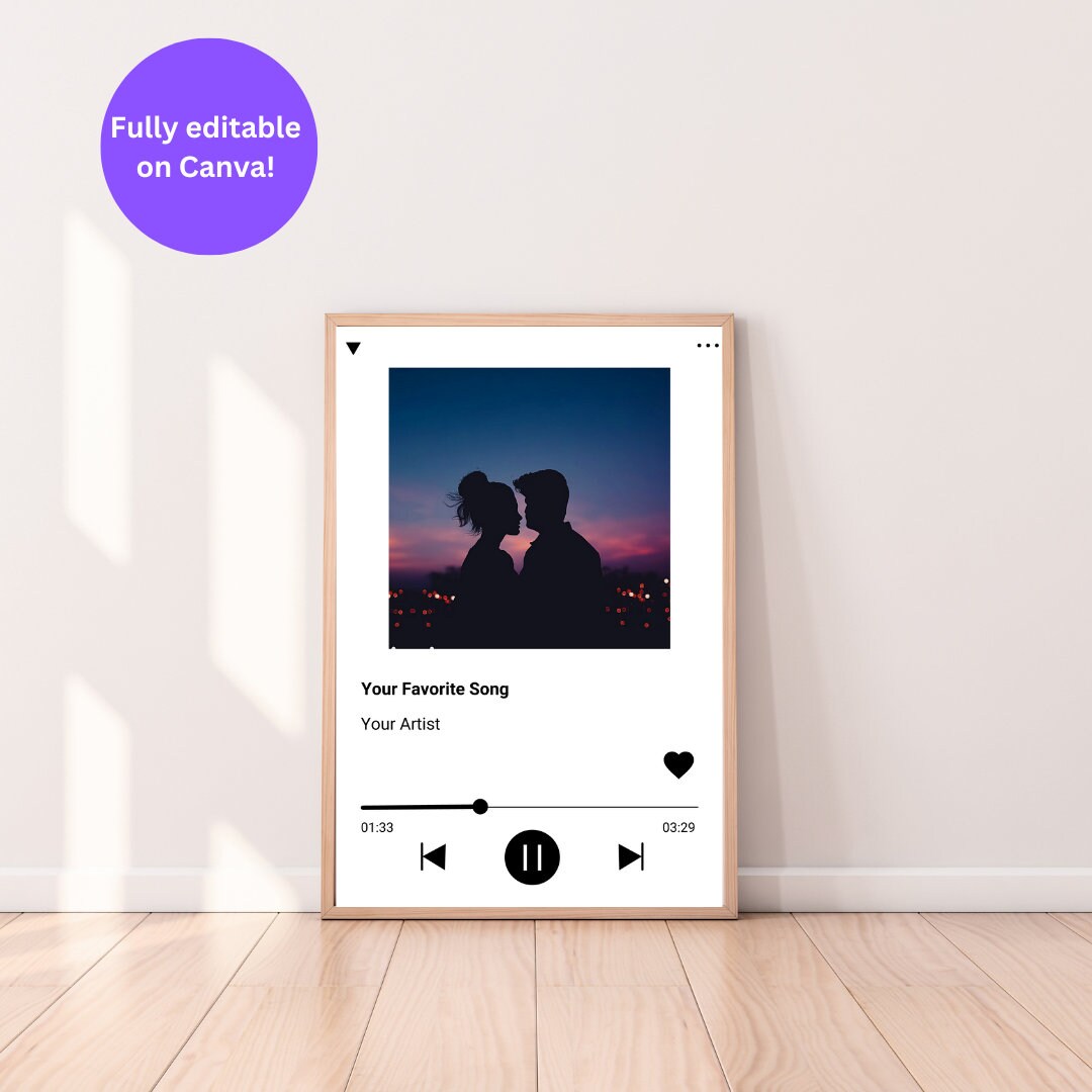 Editable Custom Song Poster, Personalized Music Print, Spotify Print ...