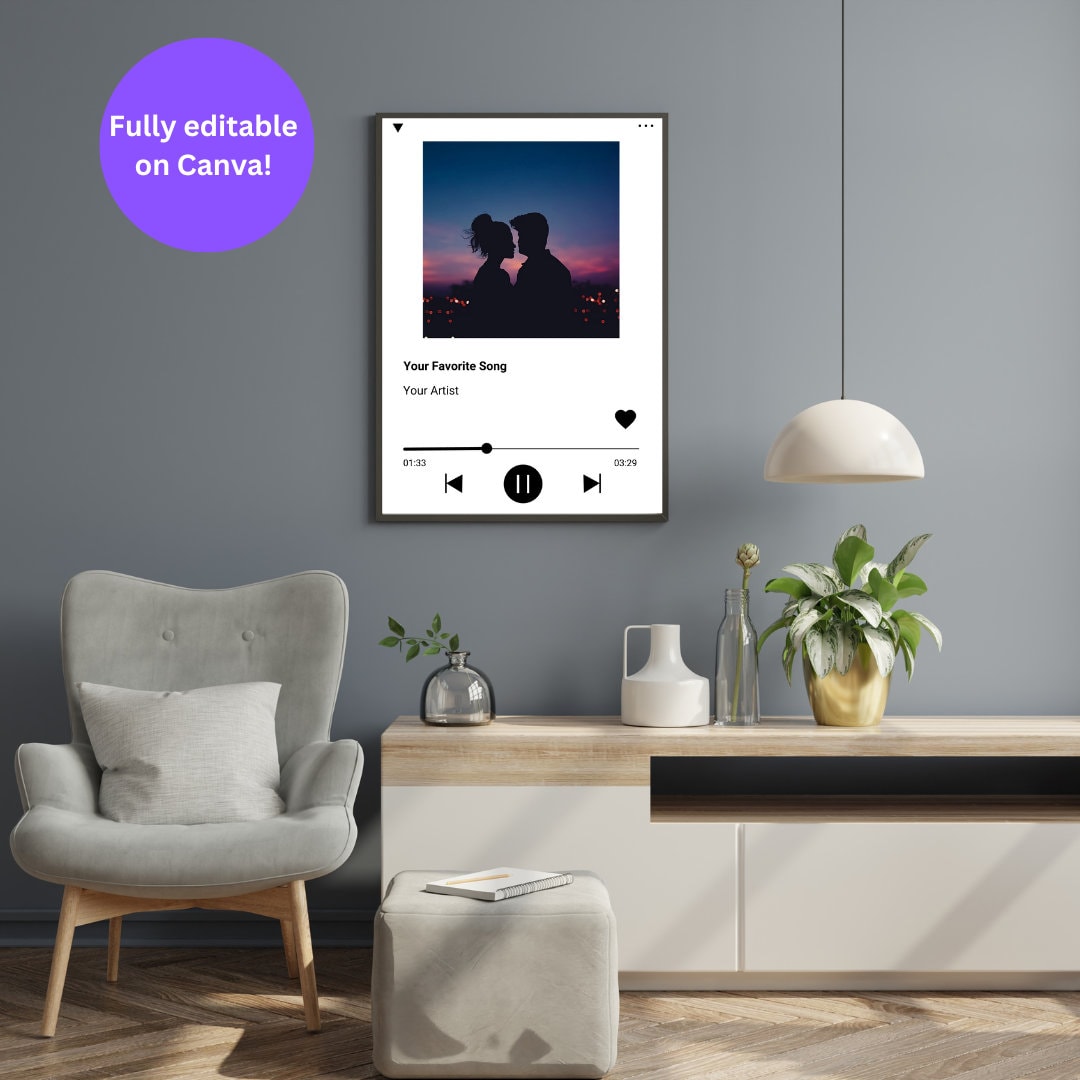 Editable Custom Song Poster, Personalized Music Print, Spotify Print ...