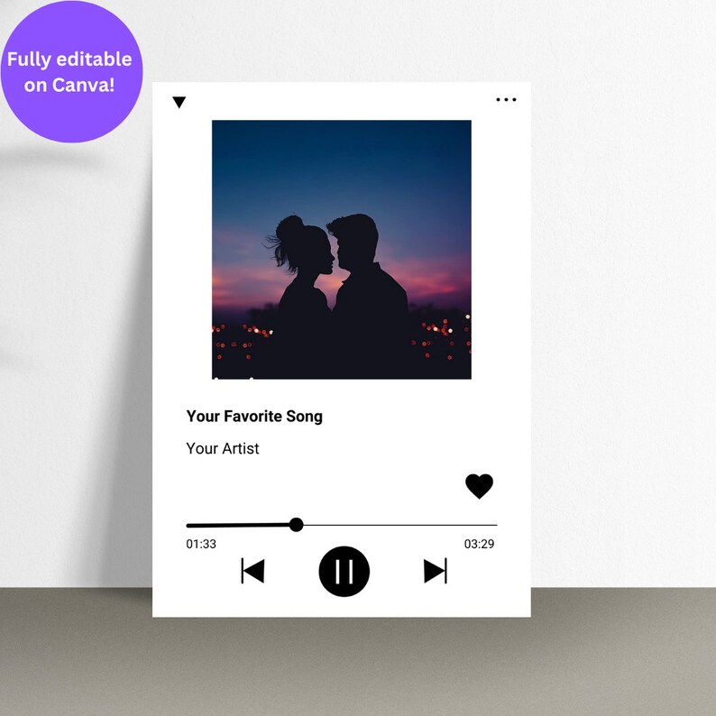 Editable Custom Song Poster, Personalized Music Print, Spotify Print ...