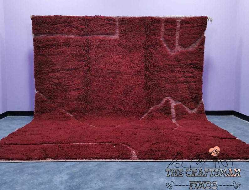 Handmade Beni Ourain Wool Rug: Red Moroccan Shag Carpet, Custom Size - Etsy