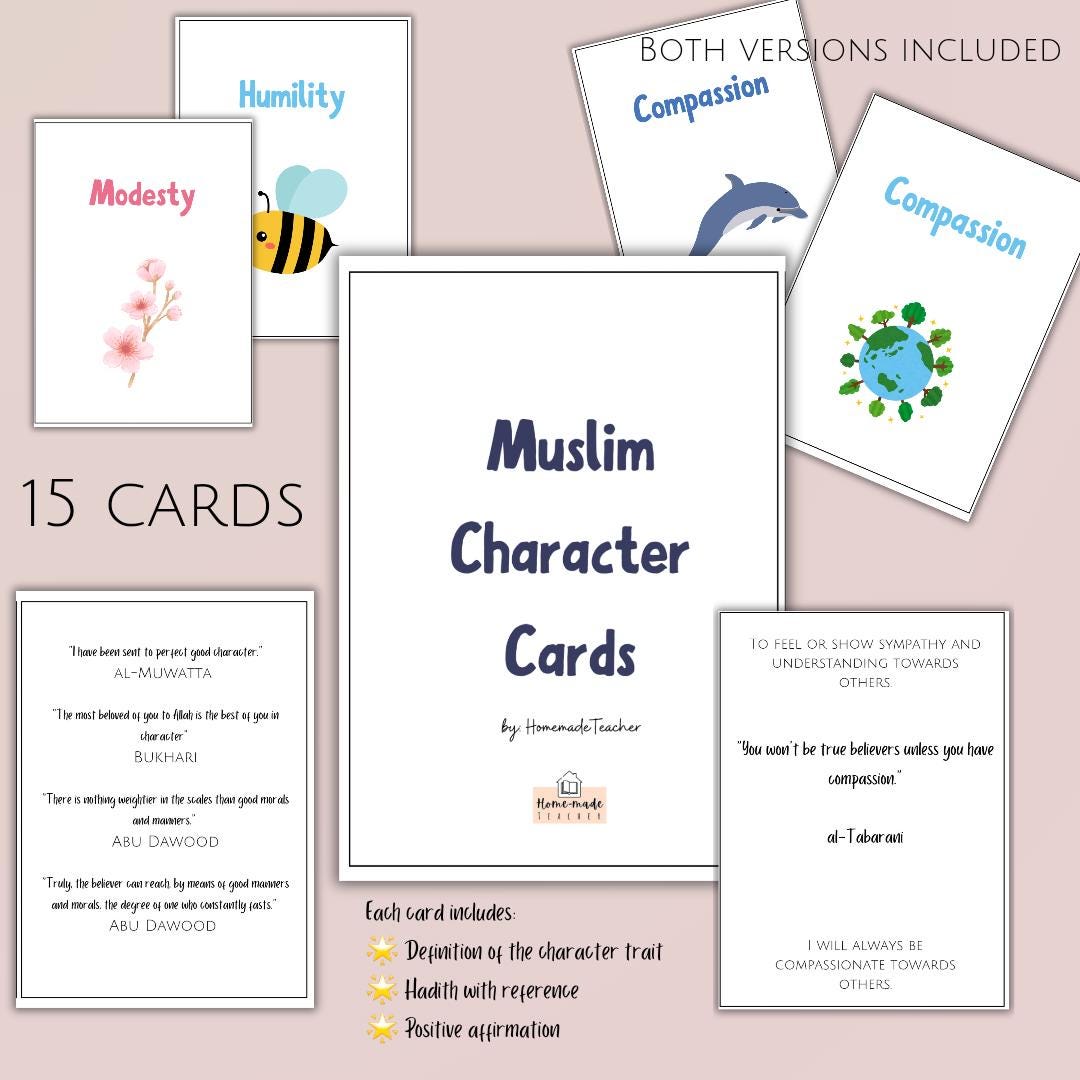 Islamic Character Cards - for Kids - Etsy