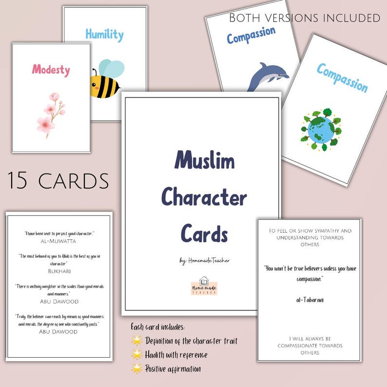 Islamic Character Cards - for Kids - Etsy