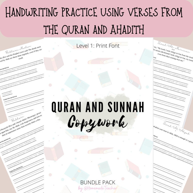 Islamic Copywork | Quran and Sunnah | Handwriting Practice | Trace and ...