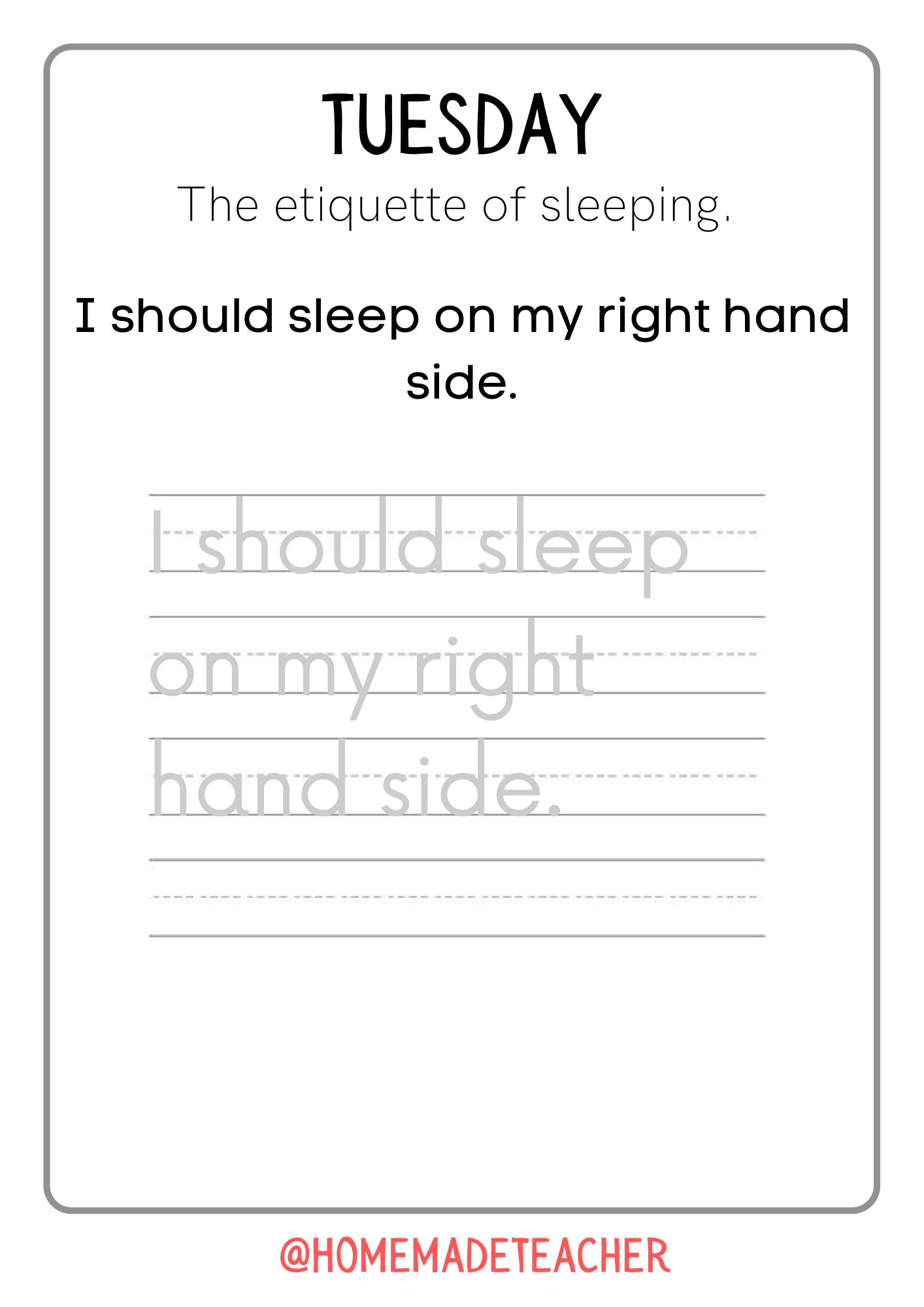 Islamic Etiquette Copy-work, Handwriting Work - Etsy
