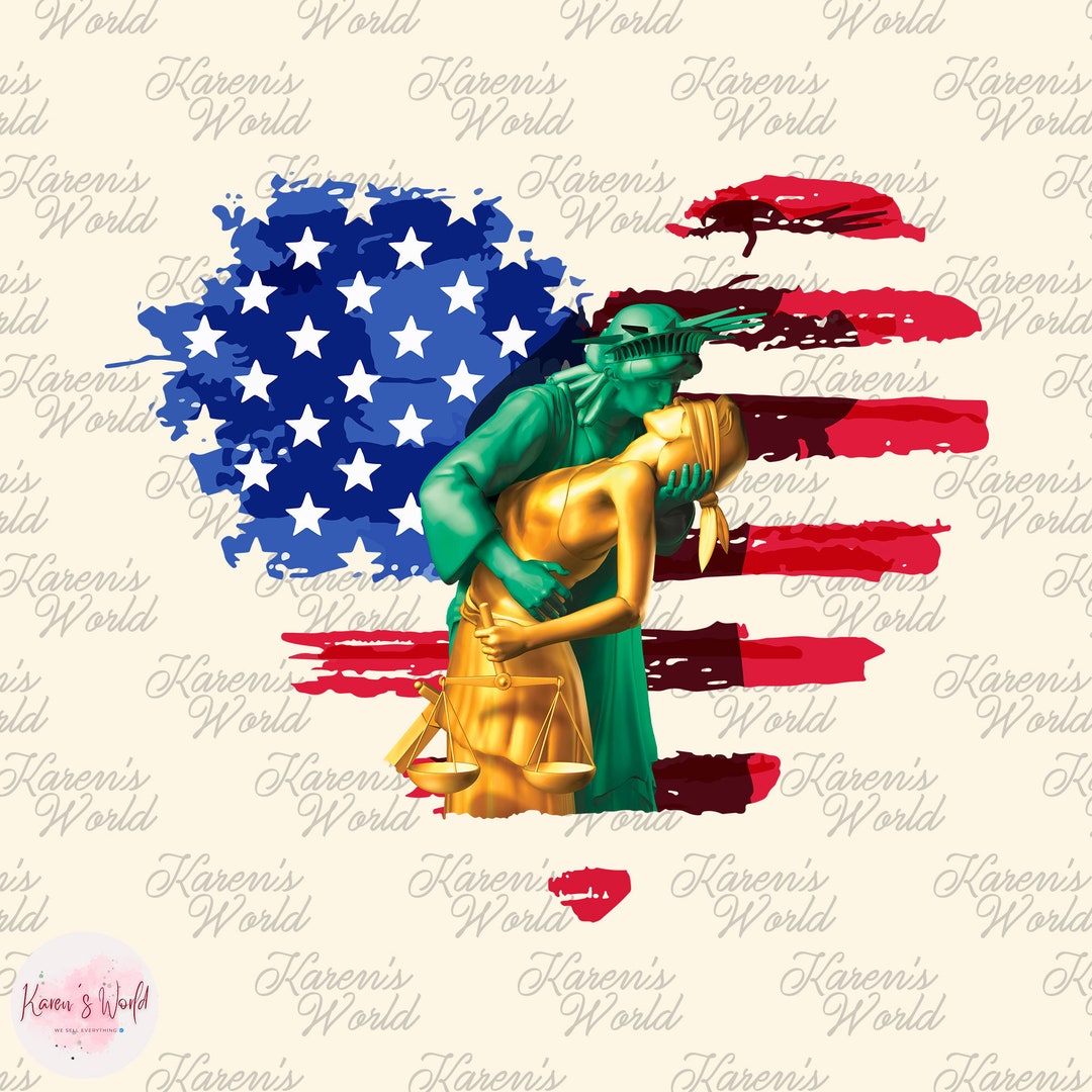 God Kissing The Statue Of Liberty 1776 Independence Day Etsy