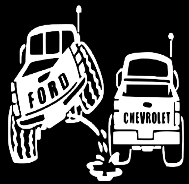 Ford Truck Peeing on Chevy Vinyl Truck Decal Ford Emblem - Etsy