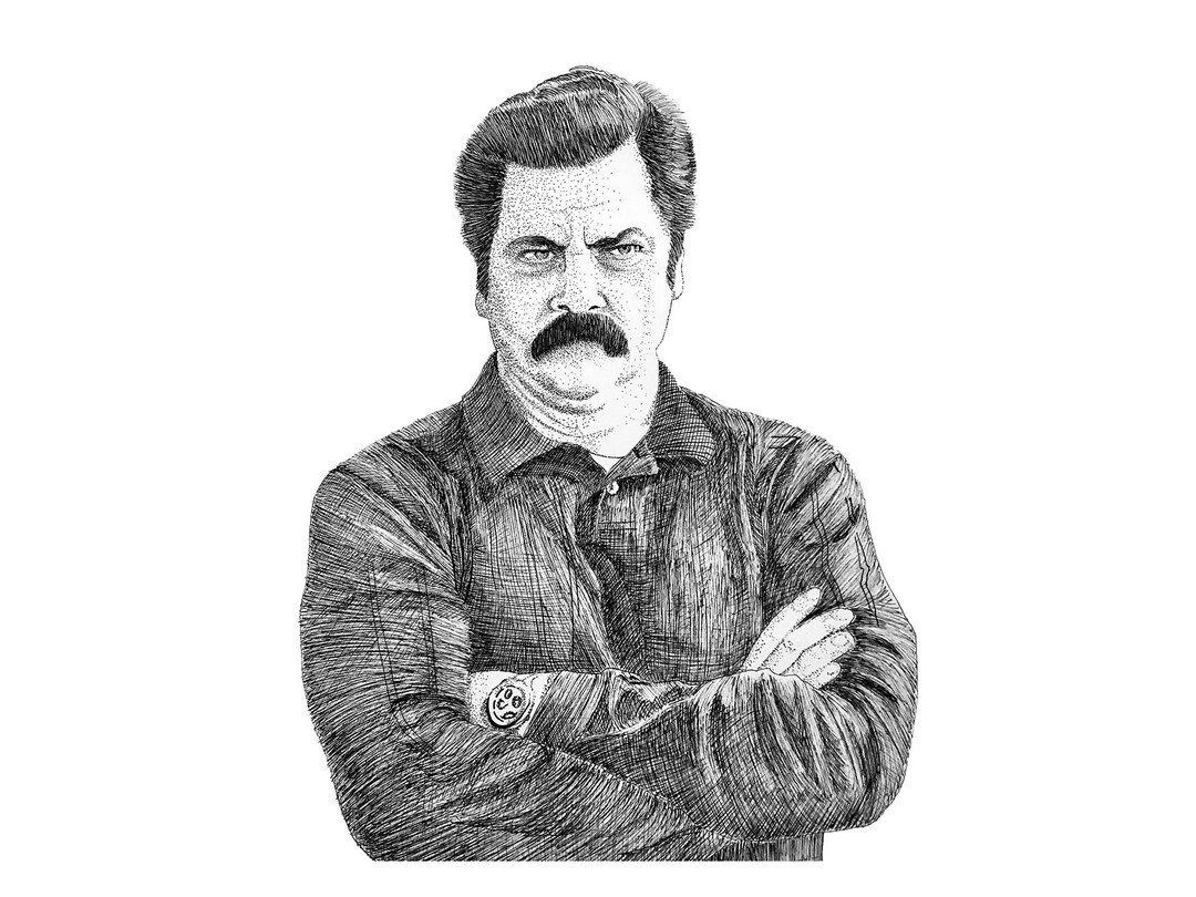 PRINTABLE Ron Swanson Parks and Recreation Digital Illustration ...