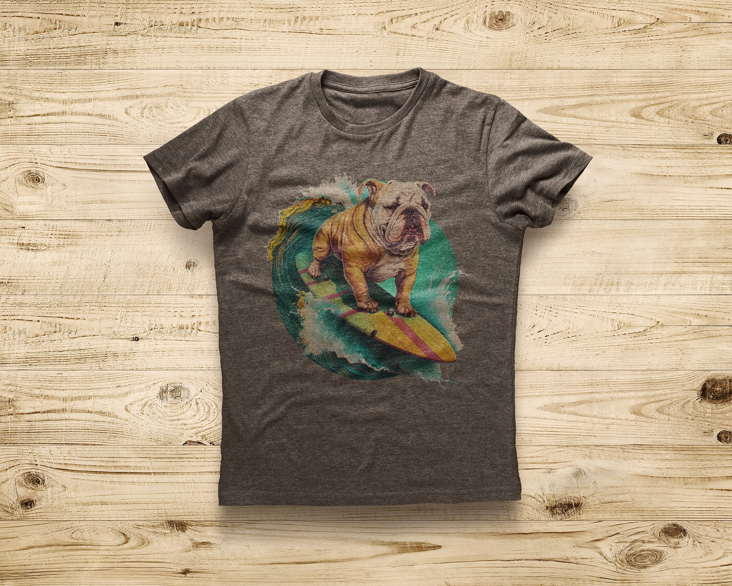 Surfing Bulldog Digital Art File Download EPS SVG PNG Jpeg Instant ...