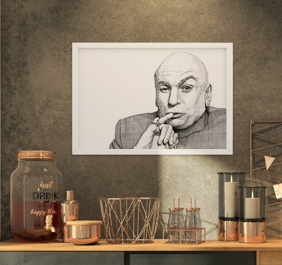 Dr. Evil Austin Powers Digital Illustration Print - Etsy