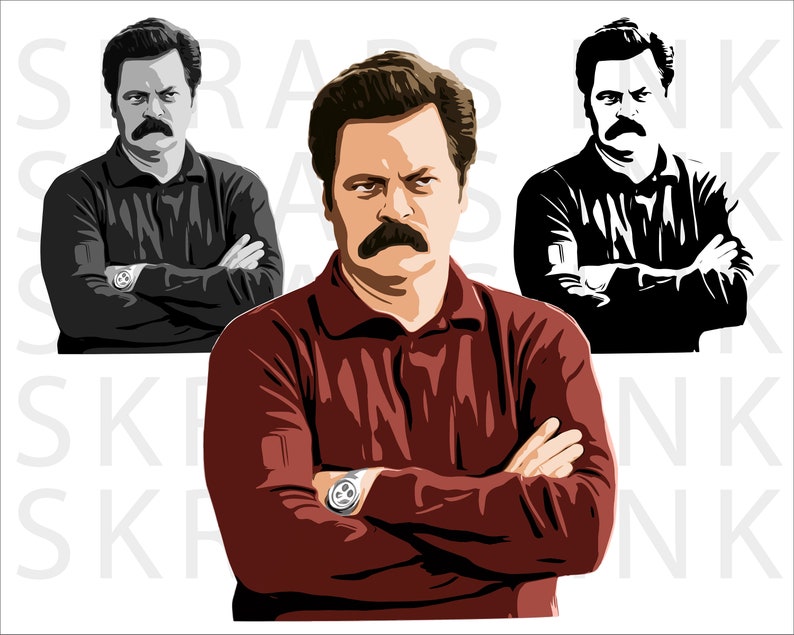 Ron Swanson SVG PNG AI Instant Download Files - Etsy Australia