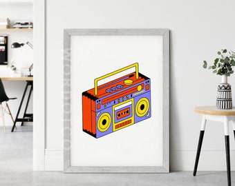 Boombox Print - Etsy UK