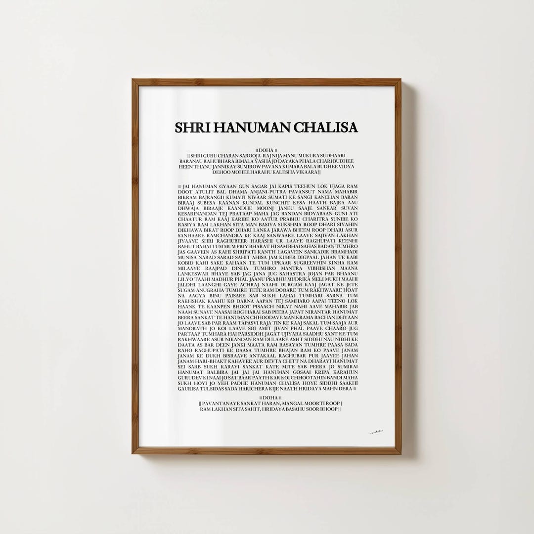 Hanuman Chalisa Print | Hindu Spiritual Mantra Art - Etsy Australia