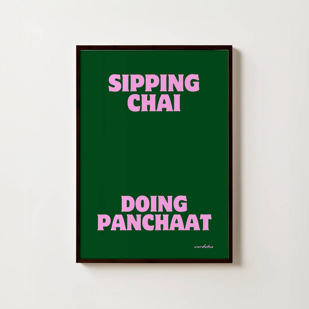 Sipping Chai Doing Panchaat Poster | Gujarati Wall Art | Desi Pop ...