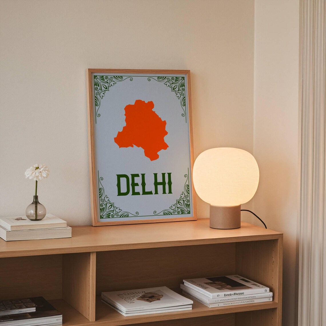 Delhi Map Art Print | City Poster | India Culture Heritage Wall Art ...