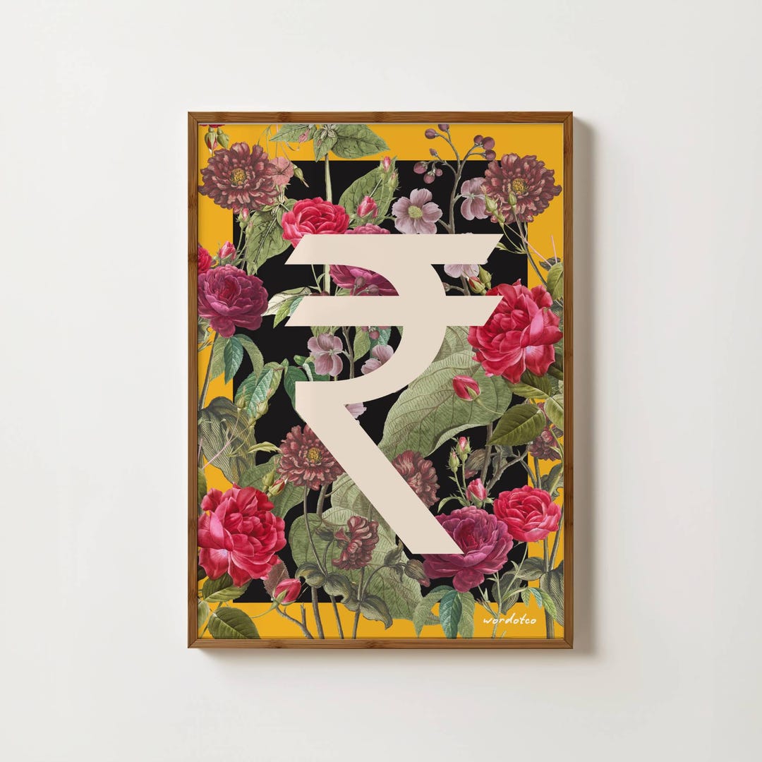Rupee Print | Floral India Currency Art | Indian Desi Home Decor ...