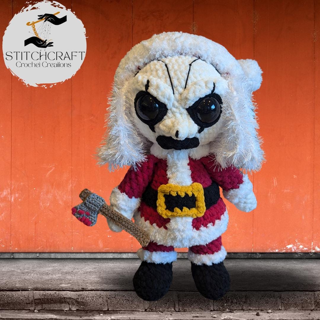 Santa Black & White Clown | Horror Movie Doll | Spooky Stuffie - Etsy