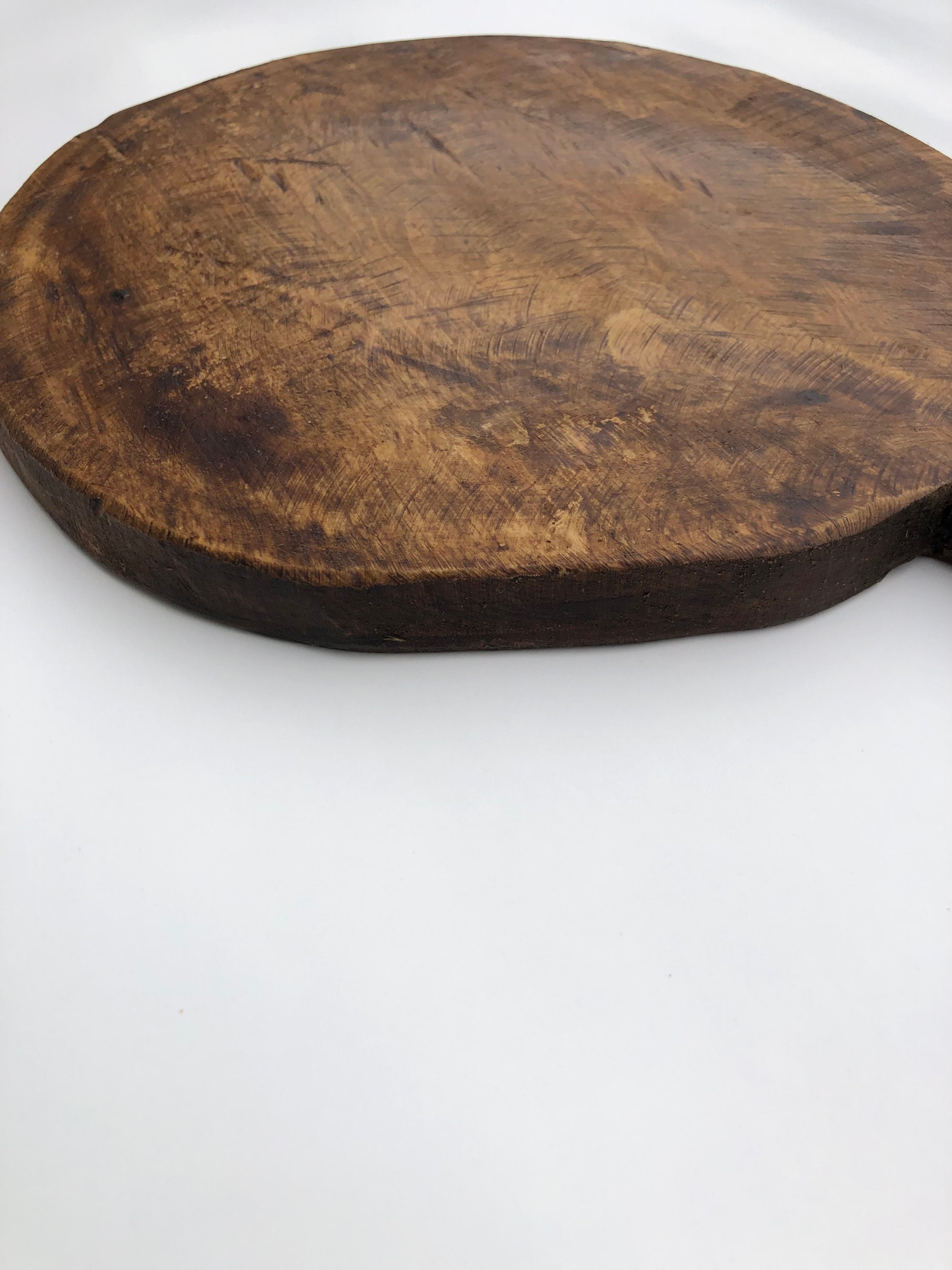 Large Hand Carved Rustic Round Bread Board - Etsy