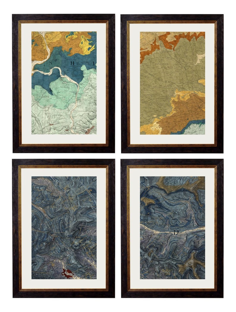 Framed British Geology Maps Picture Prints Wall Decor Referenced From ...