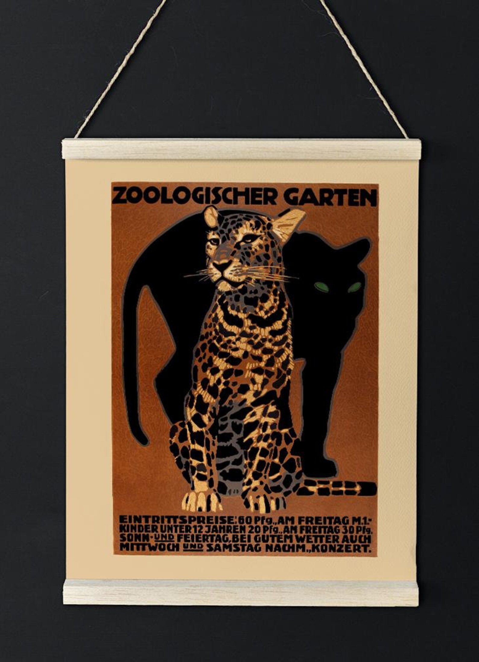 Zoo Advertisement Poster German Illustration Print on Canvas, Wall ...