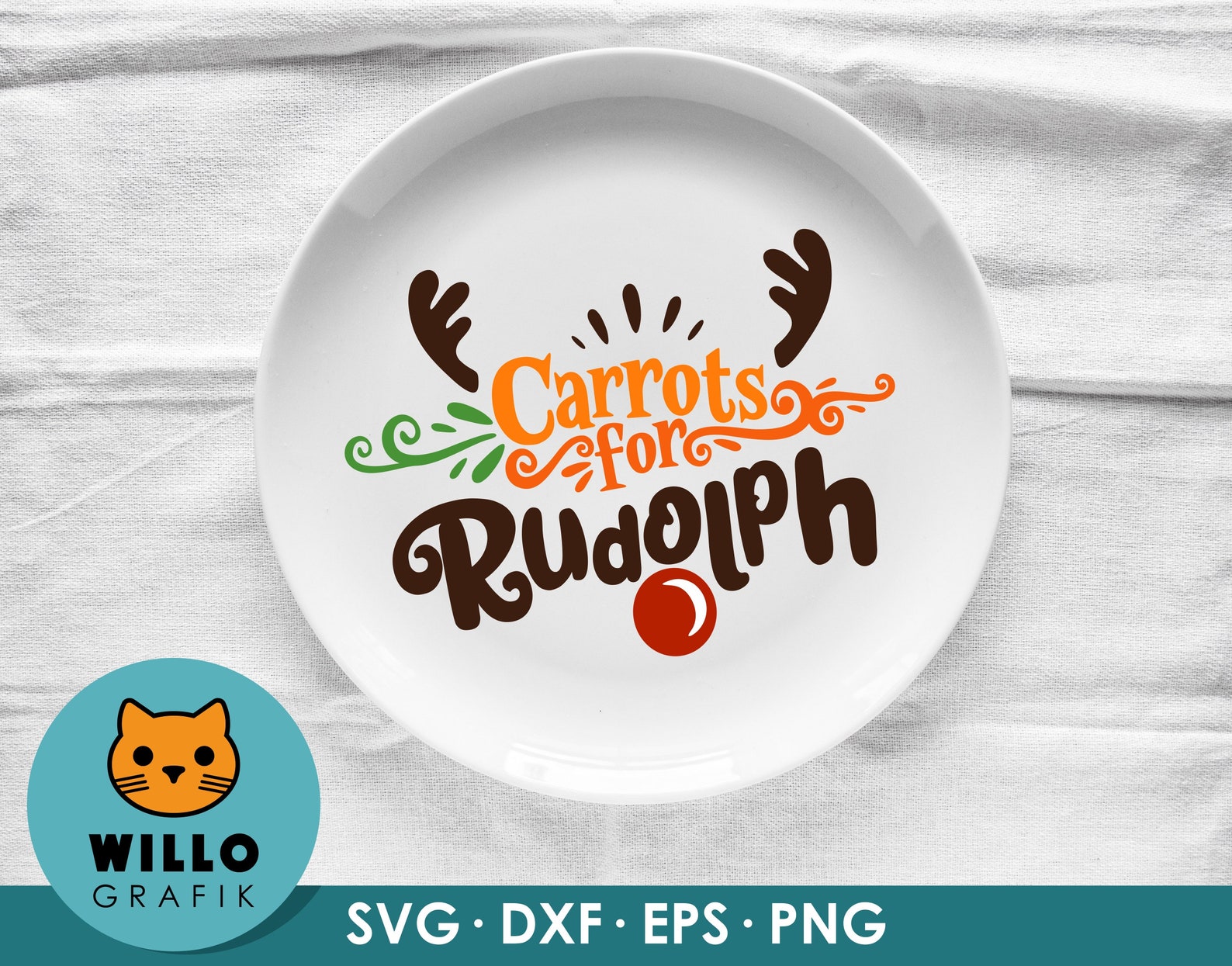 Carrots for Rudolph SVG Christmas Reindeer Craft Cute Plate Print ...
