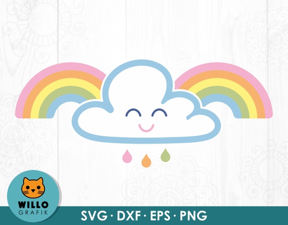 Rainbow Rain Cloud SVG Cute Printable PNG Nursery Print | Etsy UK